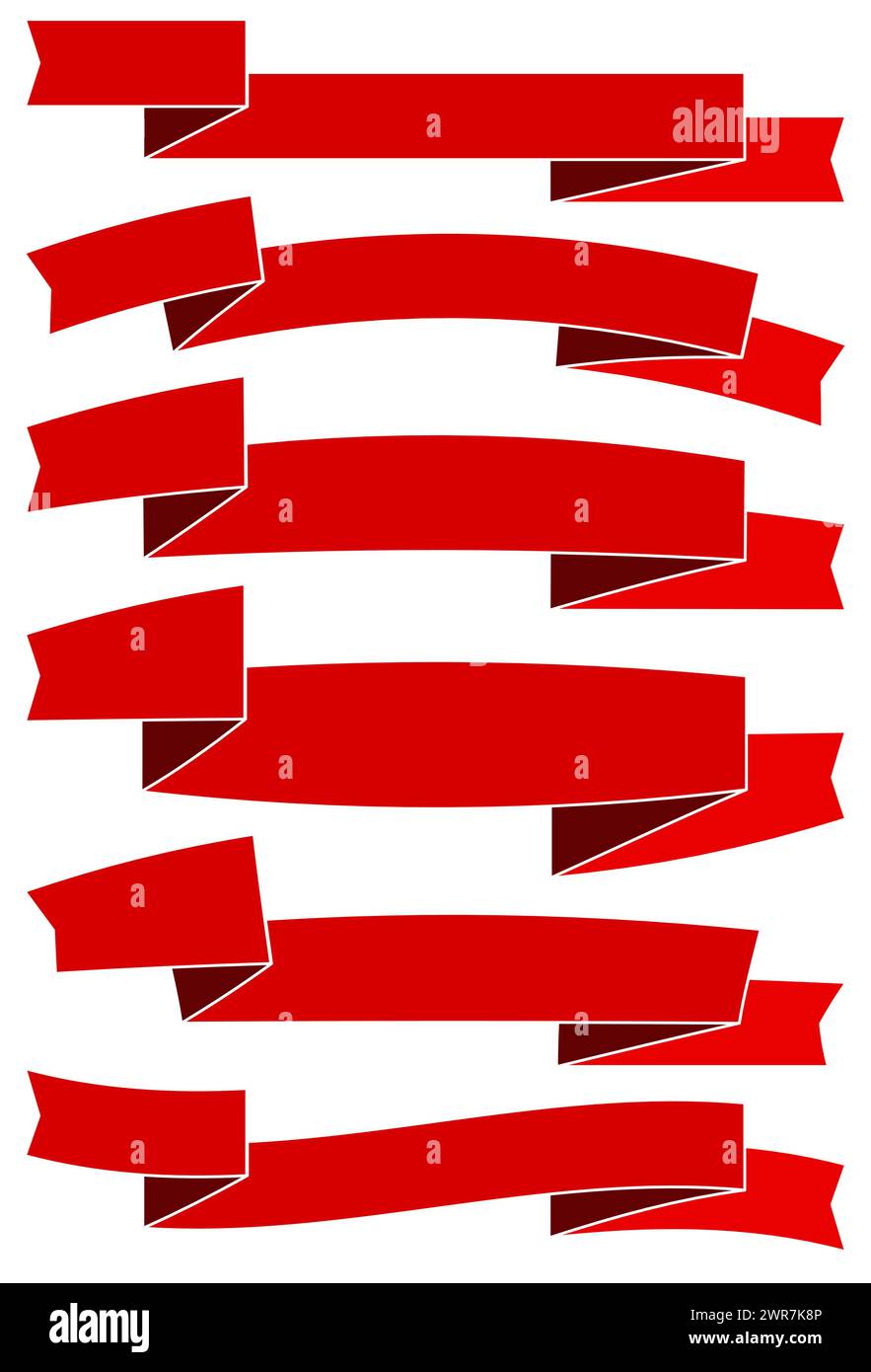 Six red cartoon ribbons for web design. Great design element isolated ...