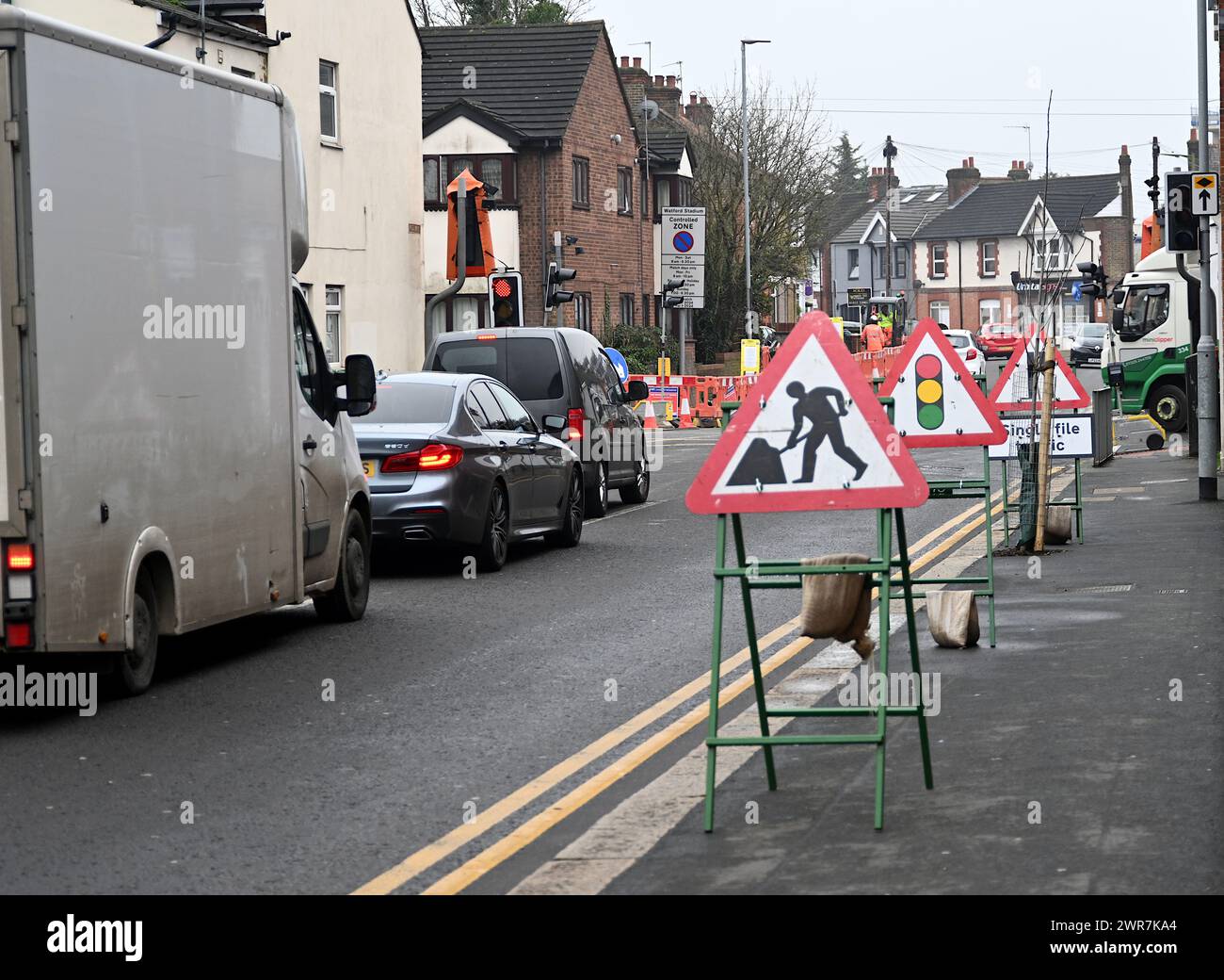workmen install fibre optic to rid telephone lines in hagden lane Stock ...