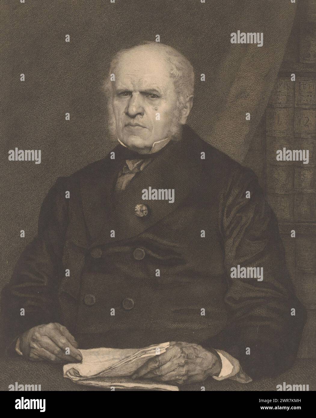 Portrait of Édouard Fétis, print maker: Auguste Danse, (signed by ...