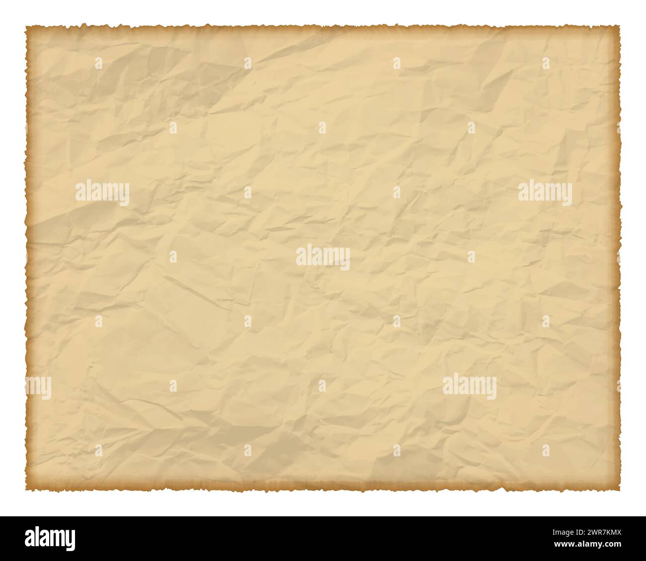 Old paper with burnt edges isolated on white background with place for ...