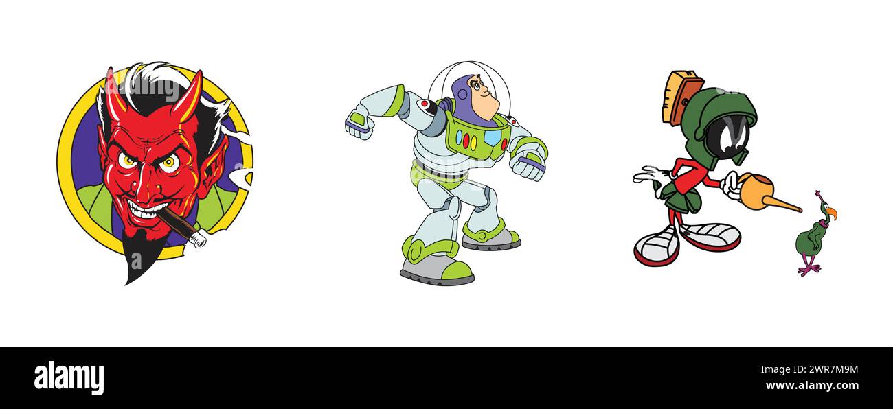 Marvin the Martian, Coop, Buz Lightyear. Arts and design vector logo on ...