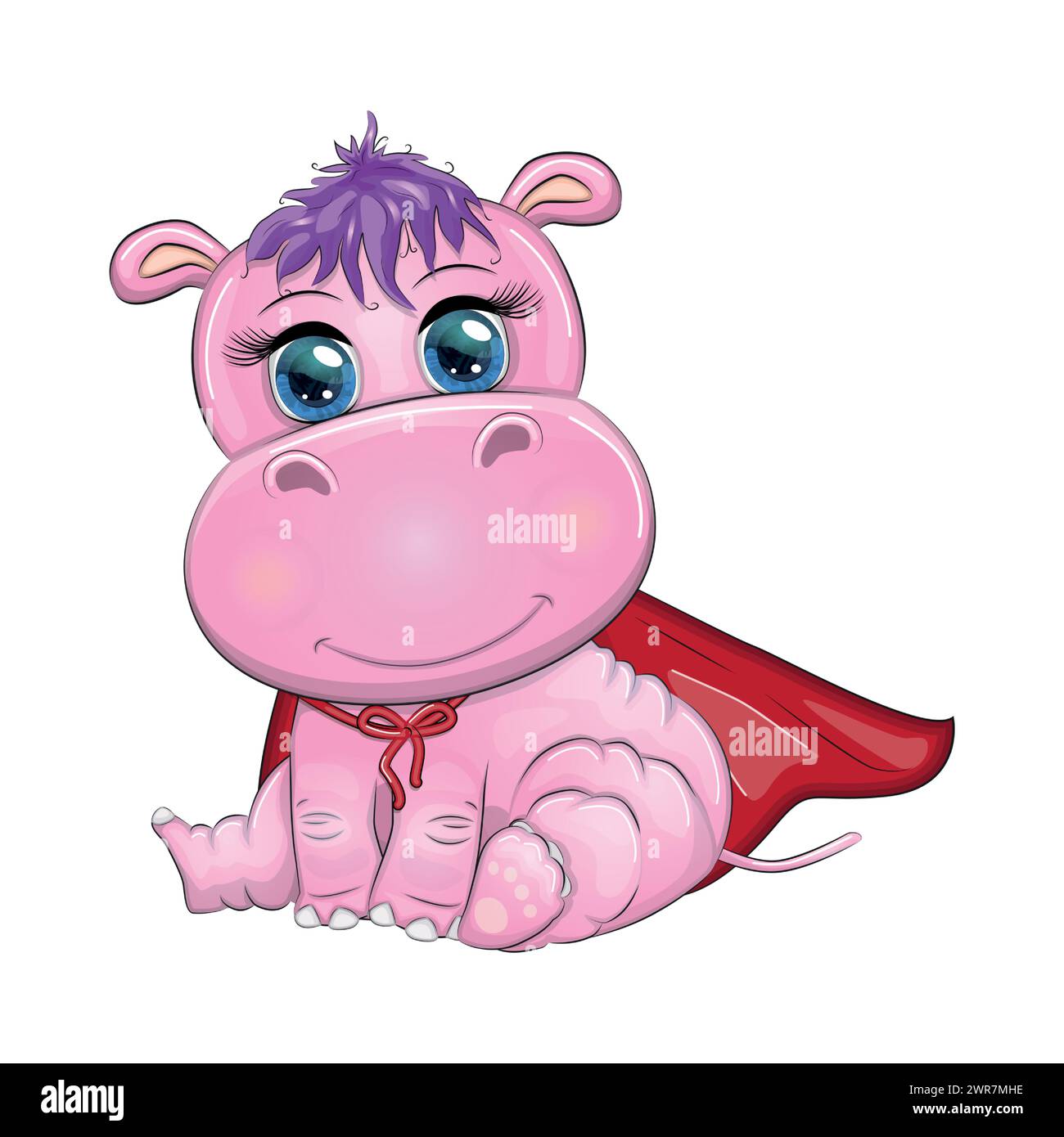 Cute cartoon hippopotamus wearing a red superhero cape Stock Vector ...