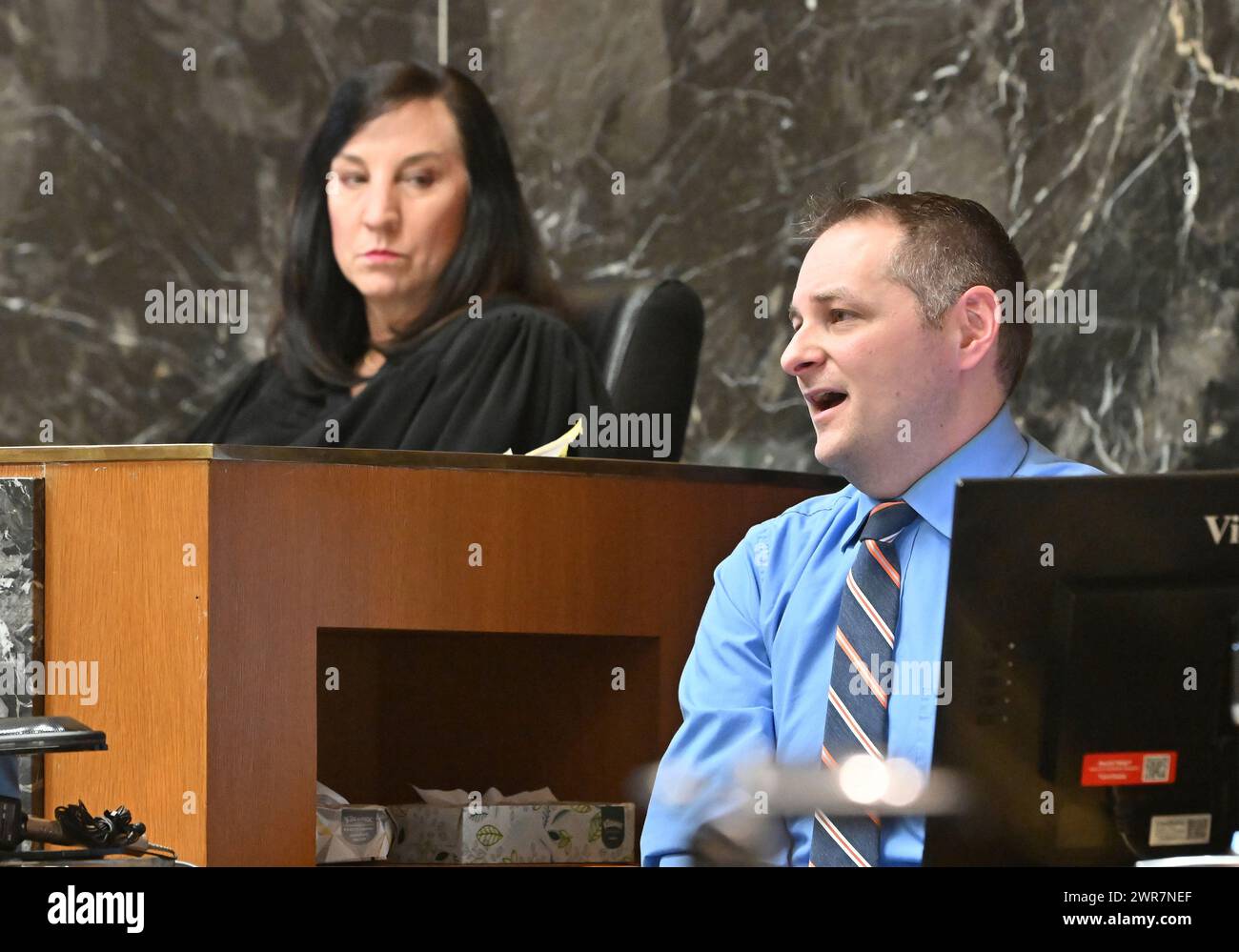 Oxford High School counselor Shawn Hopkins, with Oakland County Judge ...