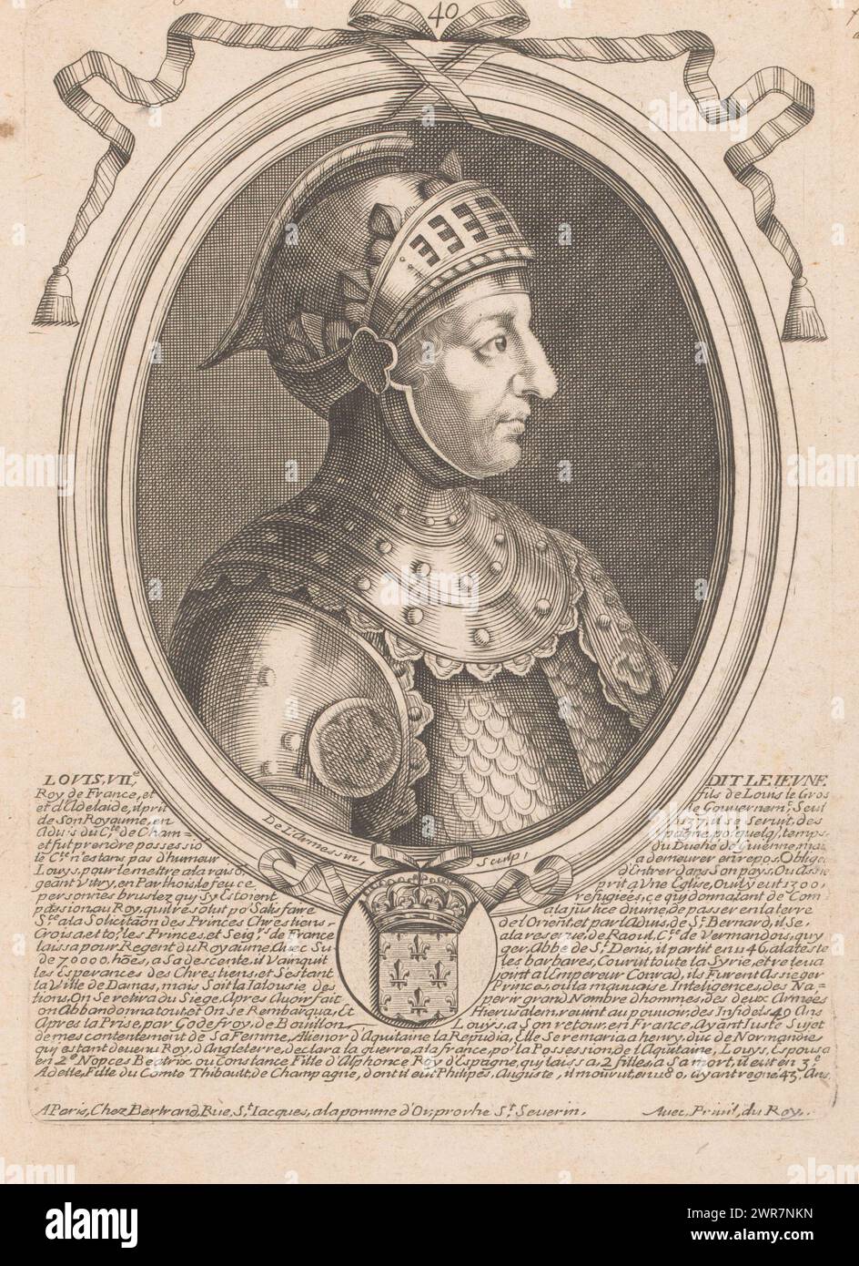 Portrait of Louis VII, King of France, Louis VII dit Le Jeune (title on ...