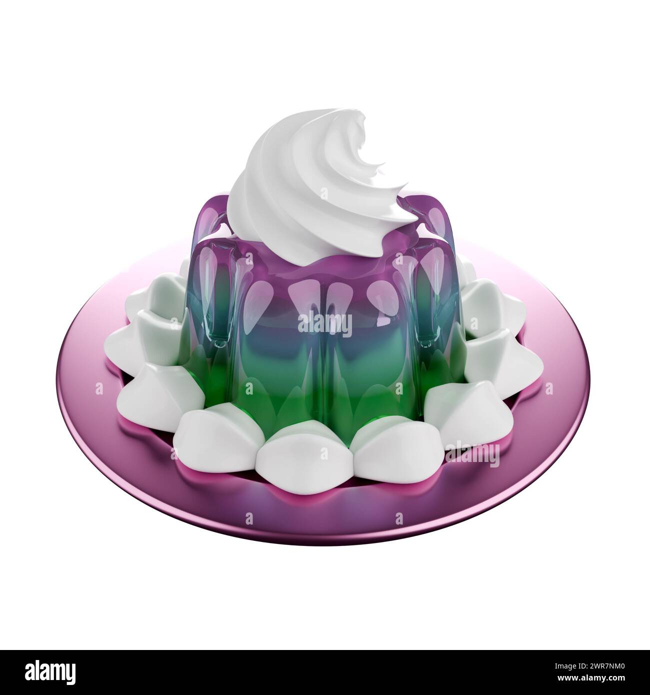 Cartoon style Delicious Jello 3D rendering on white background have ...
