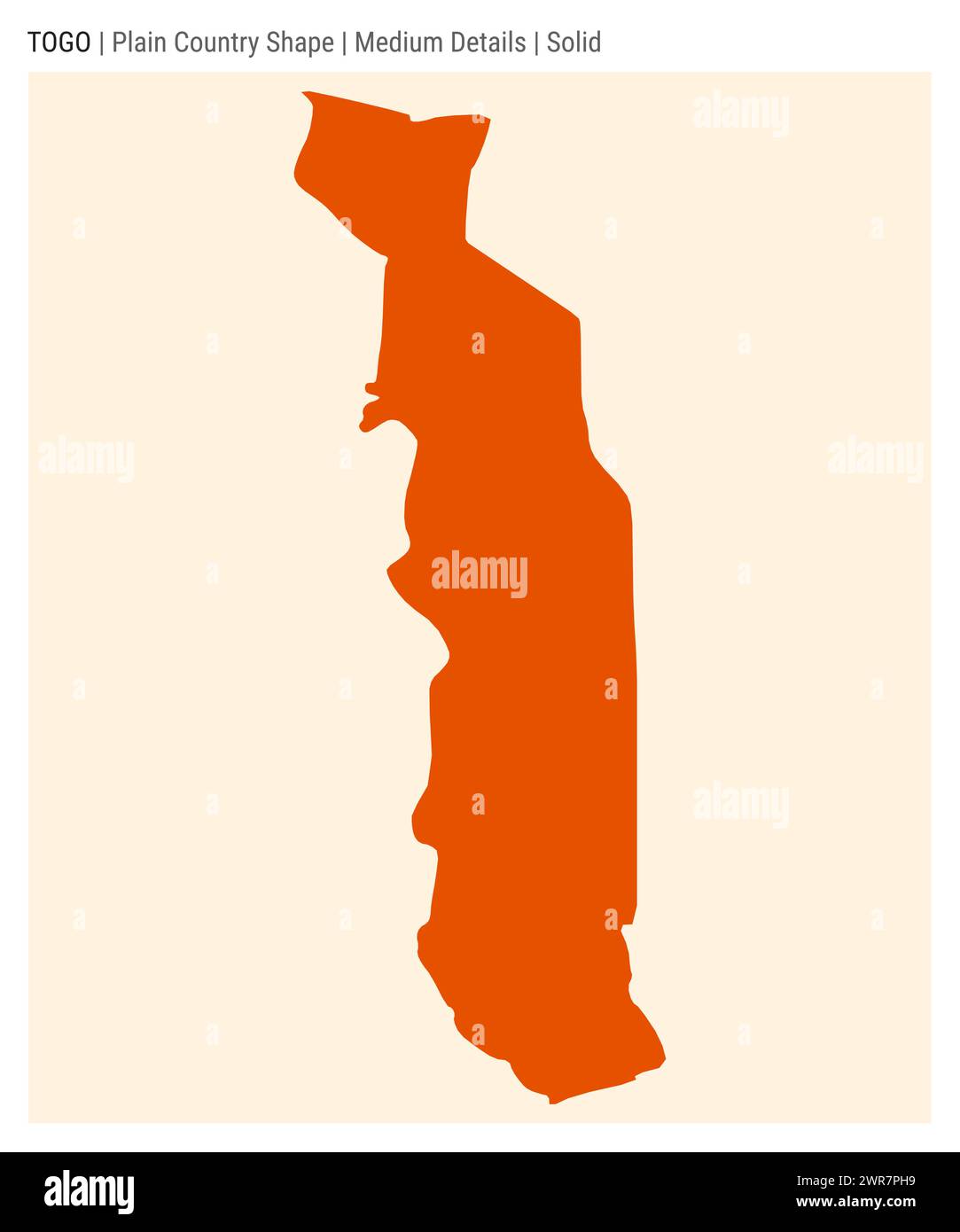Togo plain country map. Medium details. Solid style. Shape of Togo ...