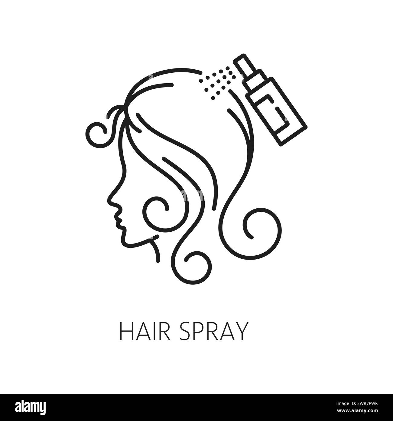 Hair care spray and treatment outline icon. Spa salon bathroom ...