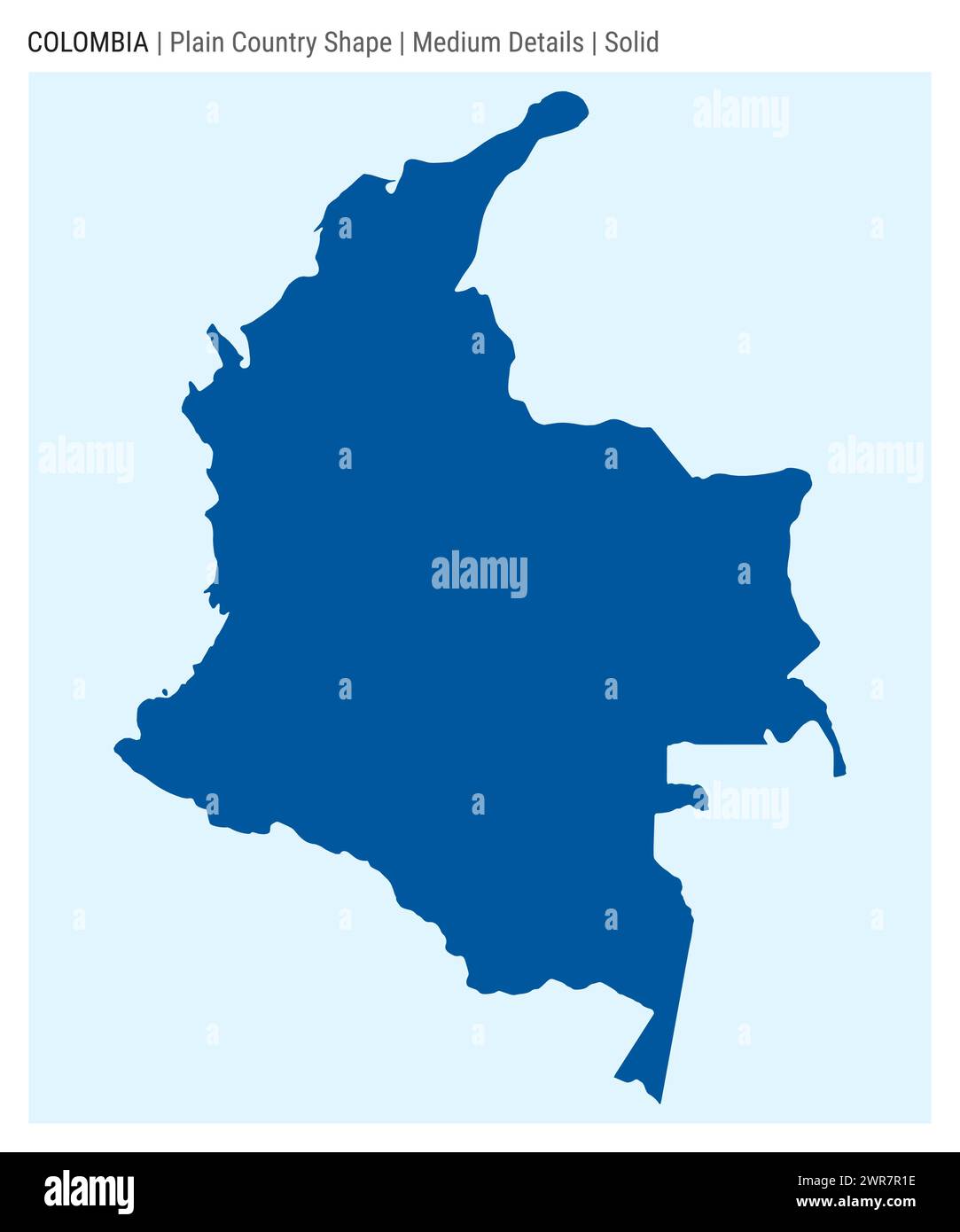 Colombia plain country map. Medium details. Solid style. Shape of Colombia. Vector illustration ...
