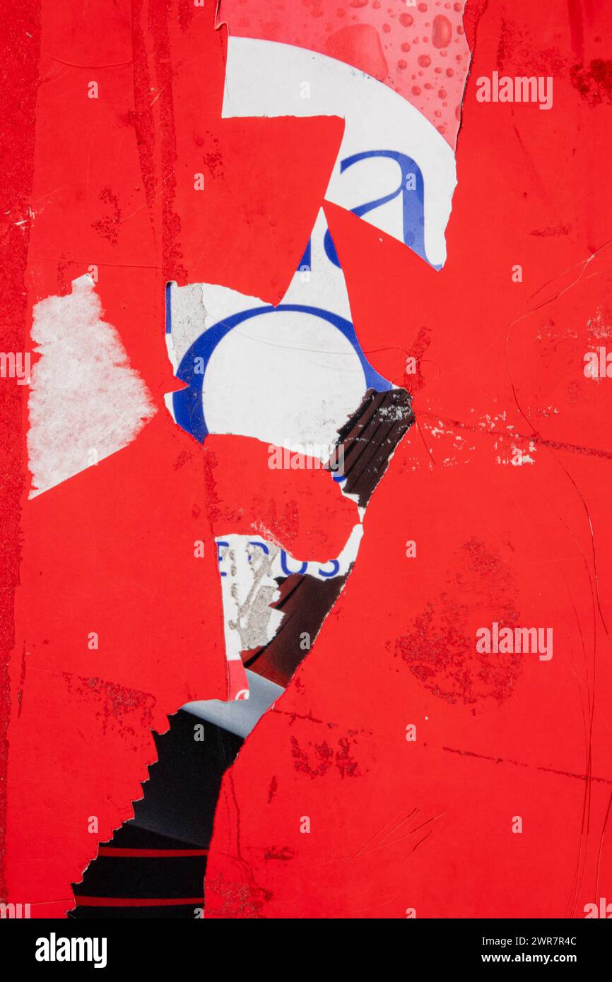 Ripped posters on the wall. Grunge background or blending modes of wall ...