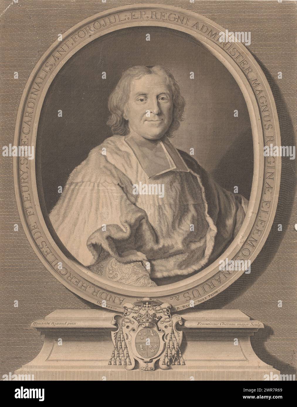 Portrait of André-Hercule de Fleury, Andr. Hercules de Fleury, S.R.F. cardinalis, Ant ...