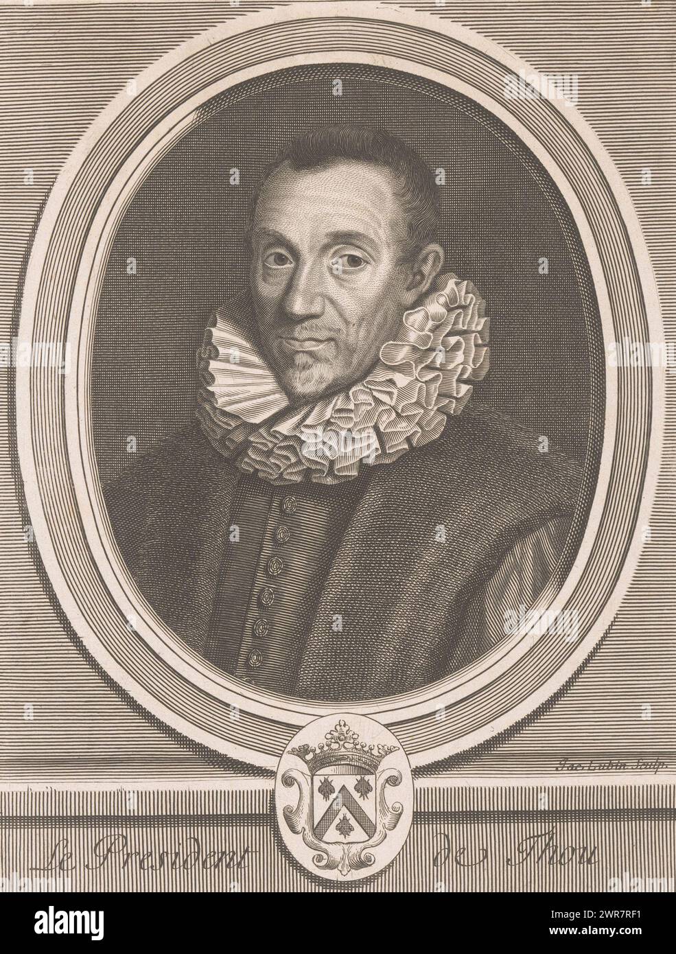 Portrait of Jacques-Auguste de Thou, print maker: Jacques Lubin ...