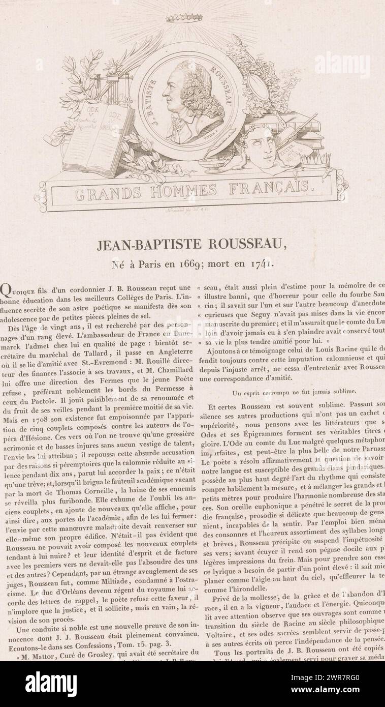 Portrait of Jean-Baptiste Rousseau, Jean-Baptiste Rousseau (title on ...