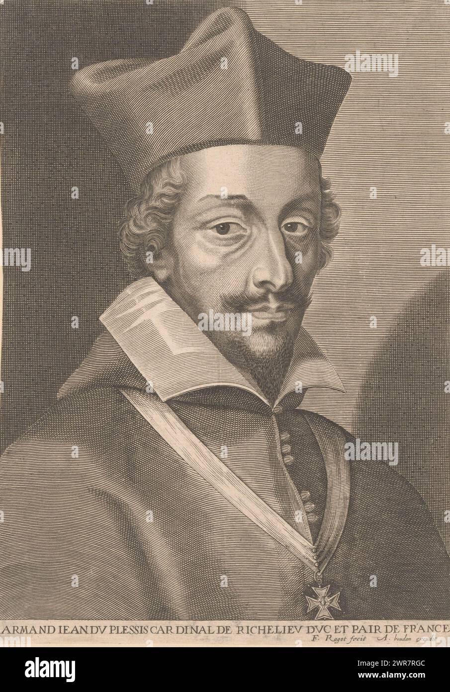 Portrait of Armand Jean du Plessis, print maker: François Ragot ...