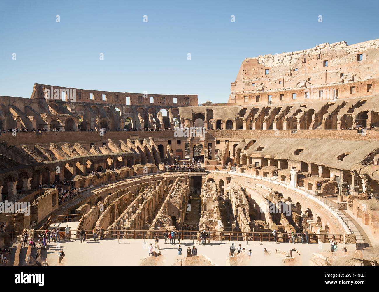 Rome, Italy, 21-02-24 wide angle of the Interior of the Colosseum in it ...