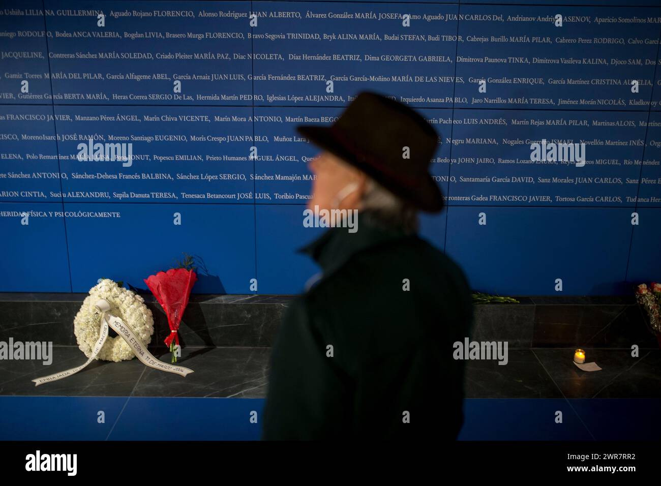 Madrid, Spain. 11th Mar, 2024. A man stands in front of the monument to ...