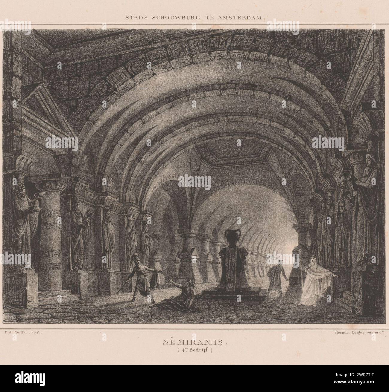 Semiramis, her son and spirit of deceased man in crypt, Stadsschouwburg ...