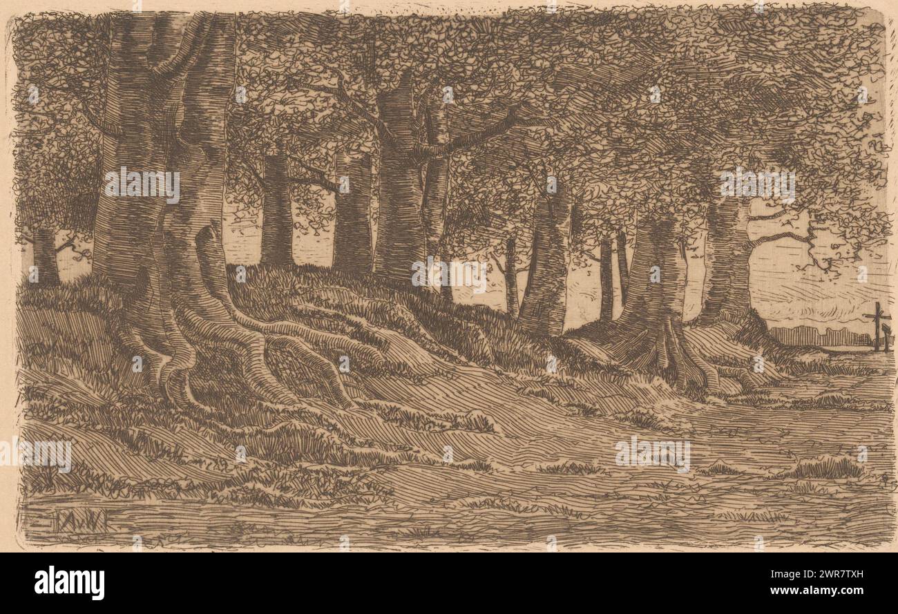 Landscape with trees, print maker: Adolphe P.H J. van Weezel Errens ...