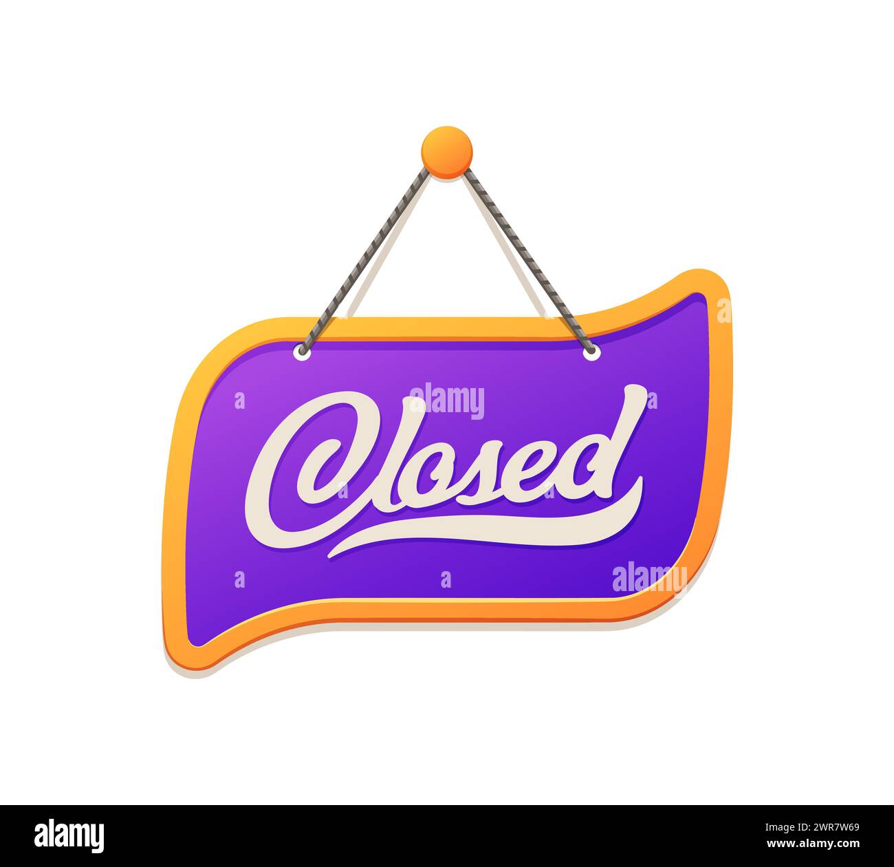 Closed sign for shop or store door, notice signboard hanging on pin ...