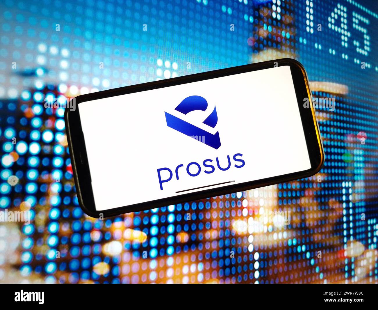 In this photo illustration, the Prosus company logo is seen displayed ...