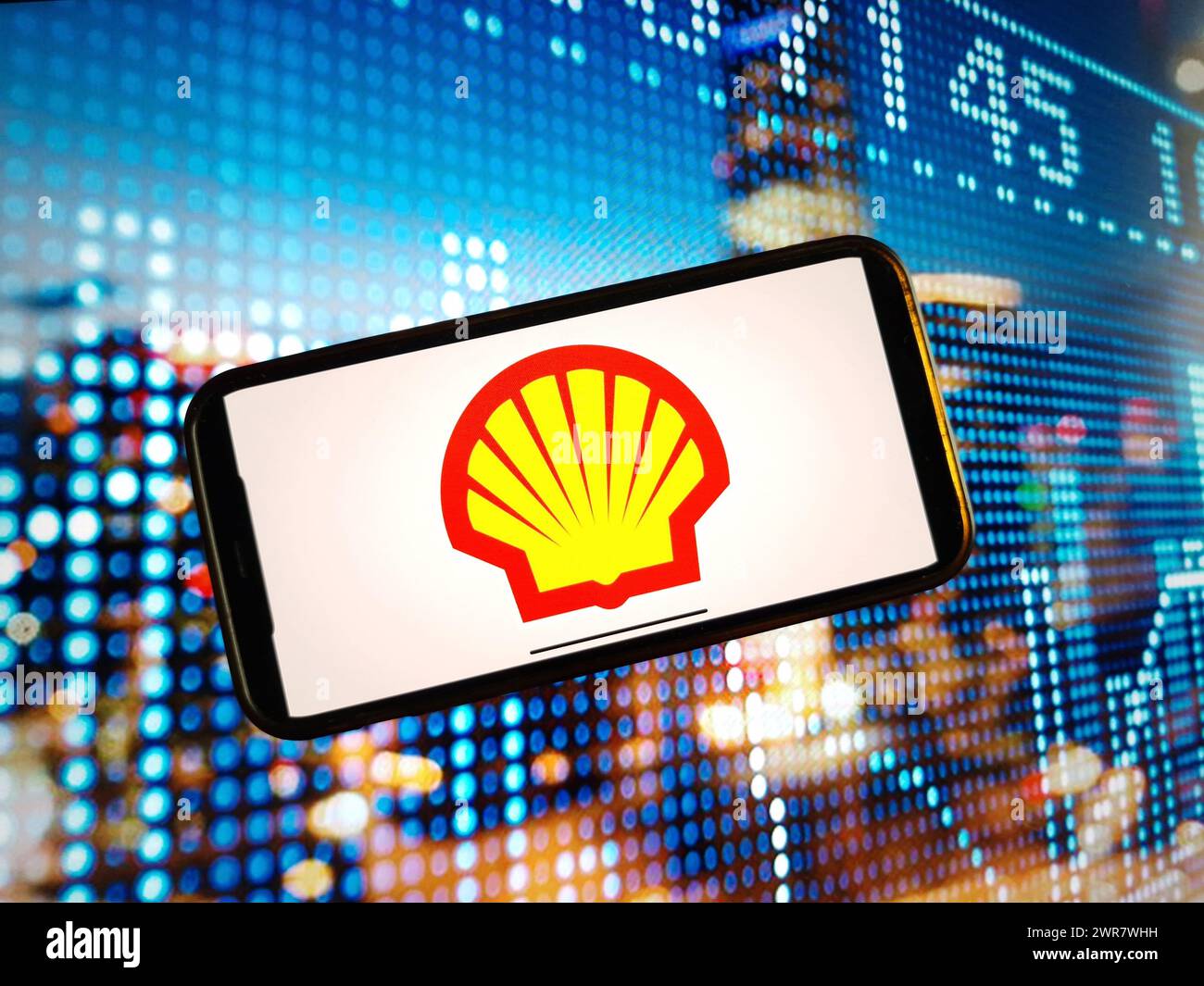 In this photo illustration, the Shell plc company logo is seen ...