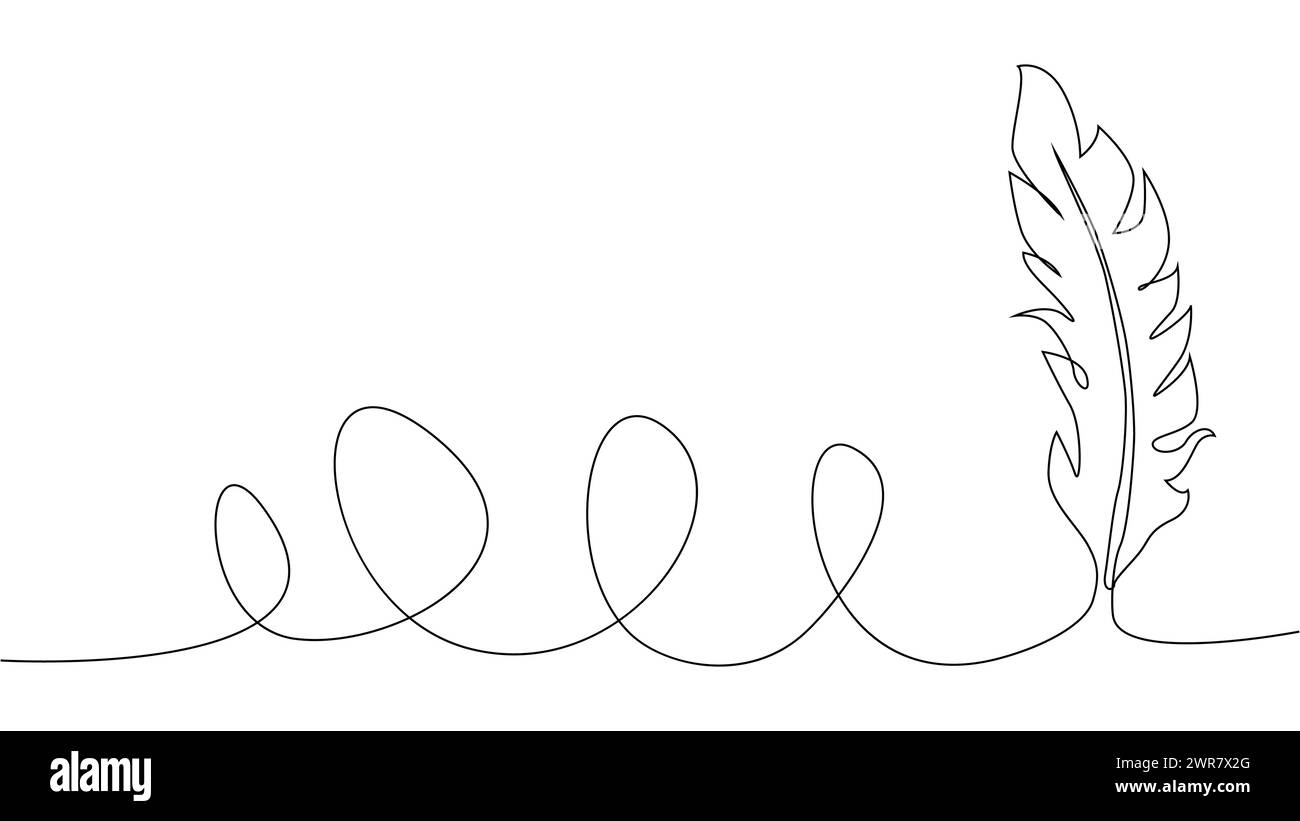 Self-drawing of continuous drawing of one line of feathers Stock Vector ...