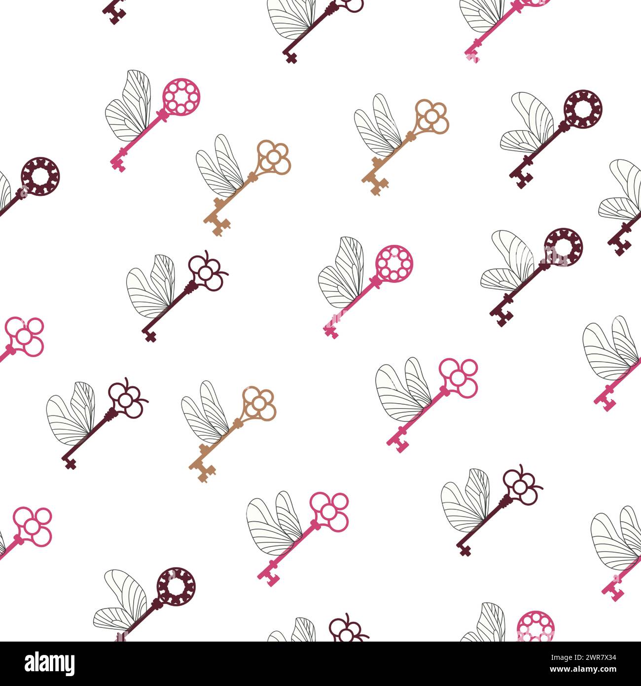 Seamless pattern with magic keys with wings Stock Vector Image & Art ...