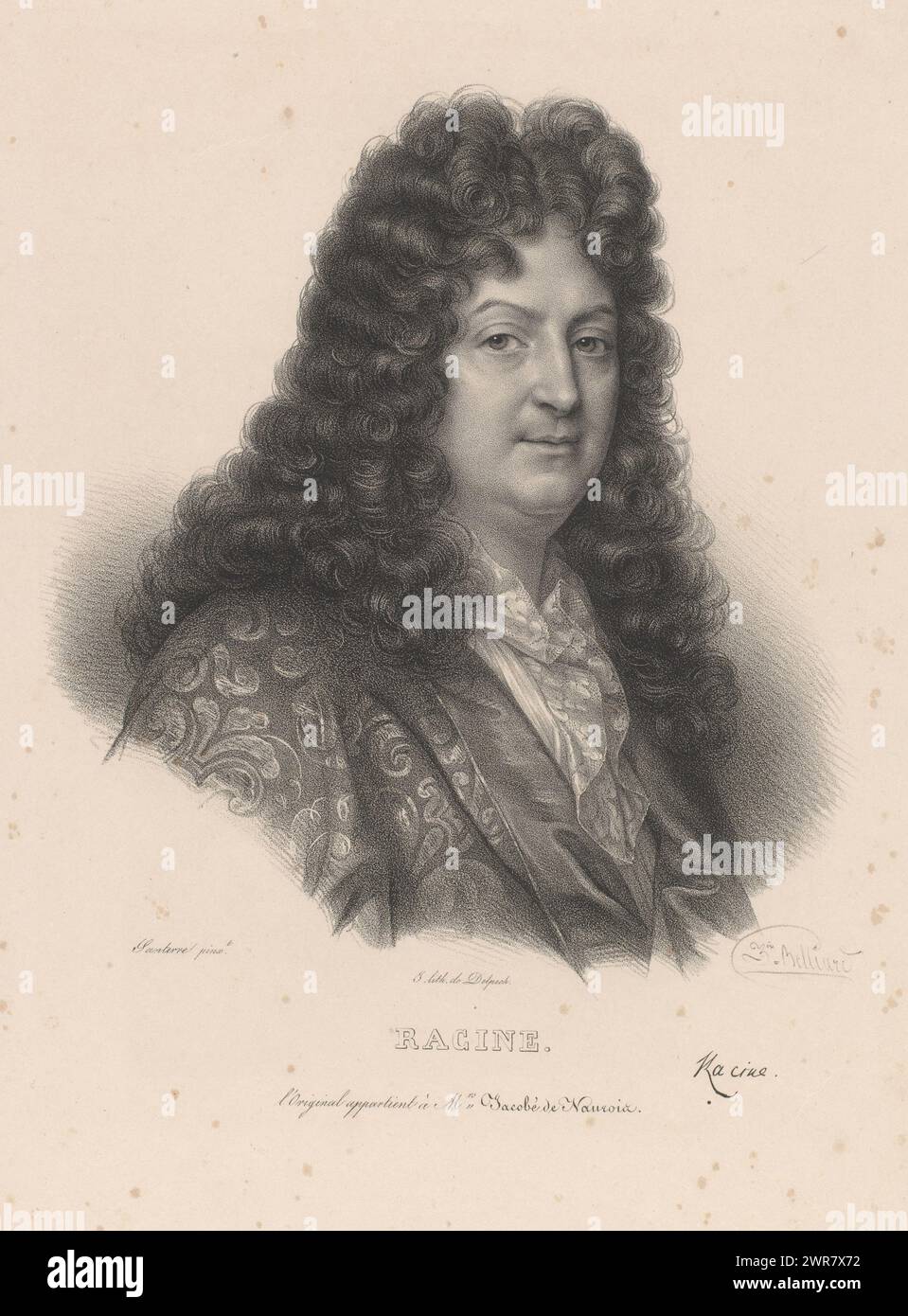 Portrait of the playwright Jean Racine, Racine (title on object), Two ...