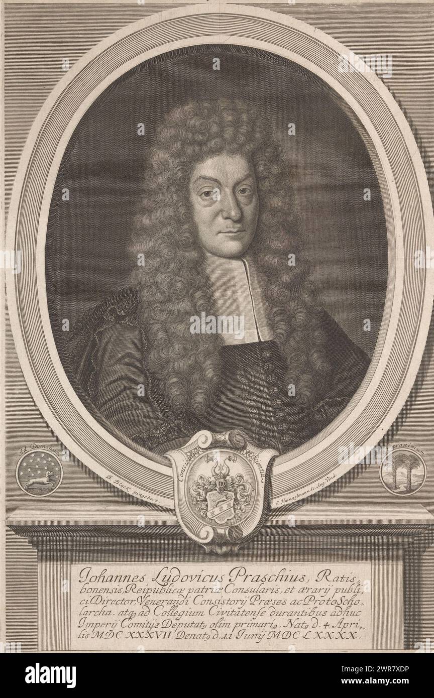 Portrait of Johann Ludwig Prasch, print maker: Elias Hainzelmann, after ...