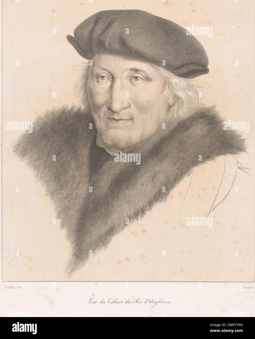 Portrait of John More, The sitter wears a beret and a wide fur collar ...
