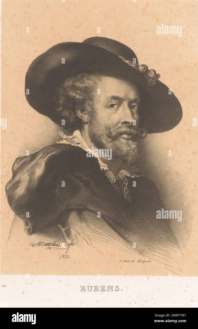 Portrait of Peter Paul Rubens, Rubens (title on object), print maker ...