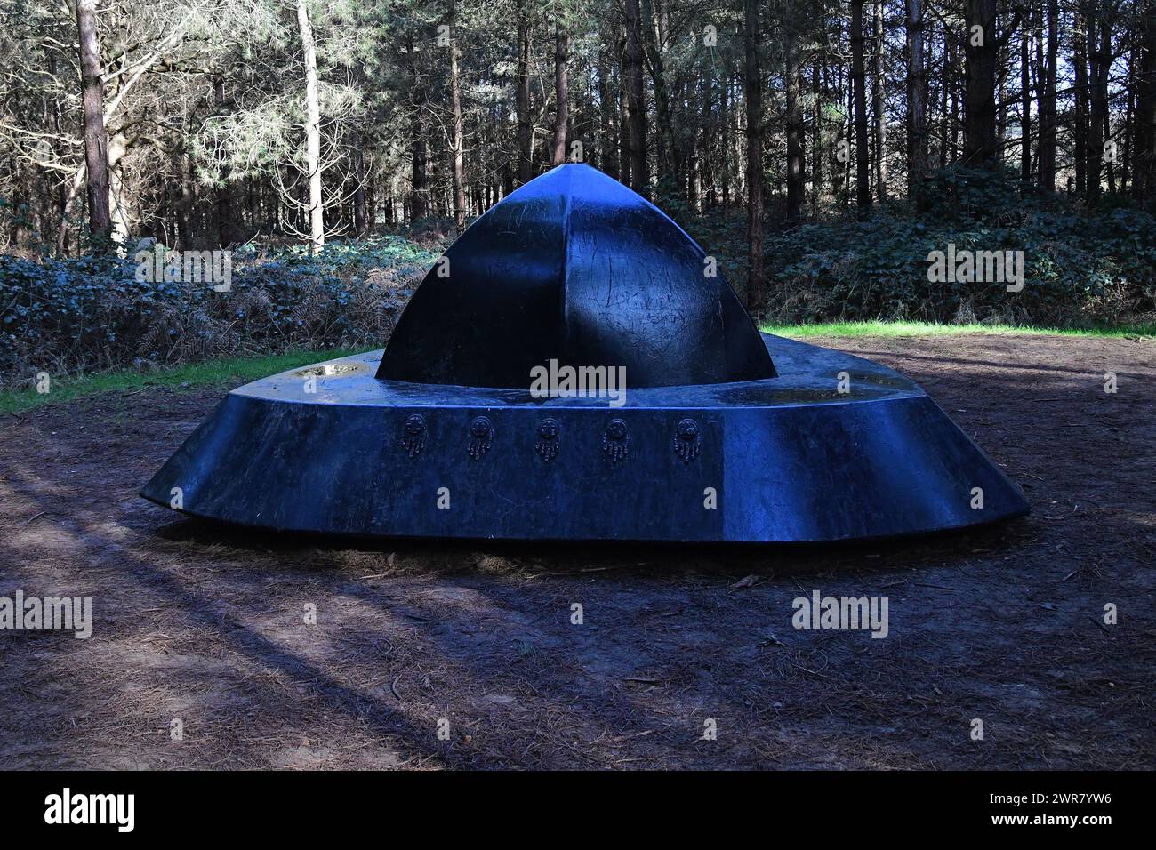 UFO sculpture, at the site of the reported incident in the Rendlesham ...
