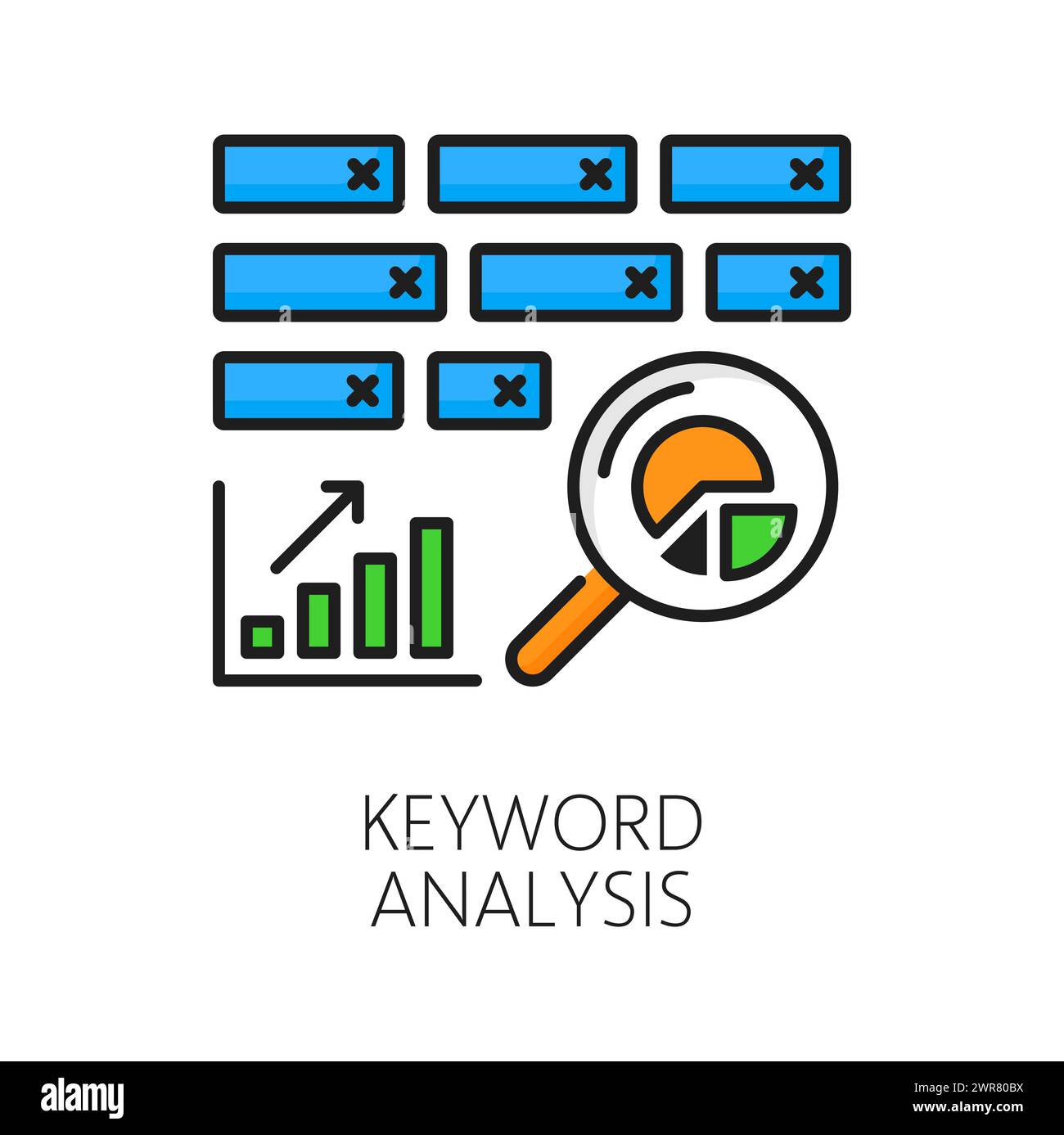 Keyword analysis. Web audit icon. Website traffic control, web ...