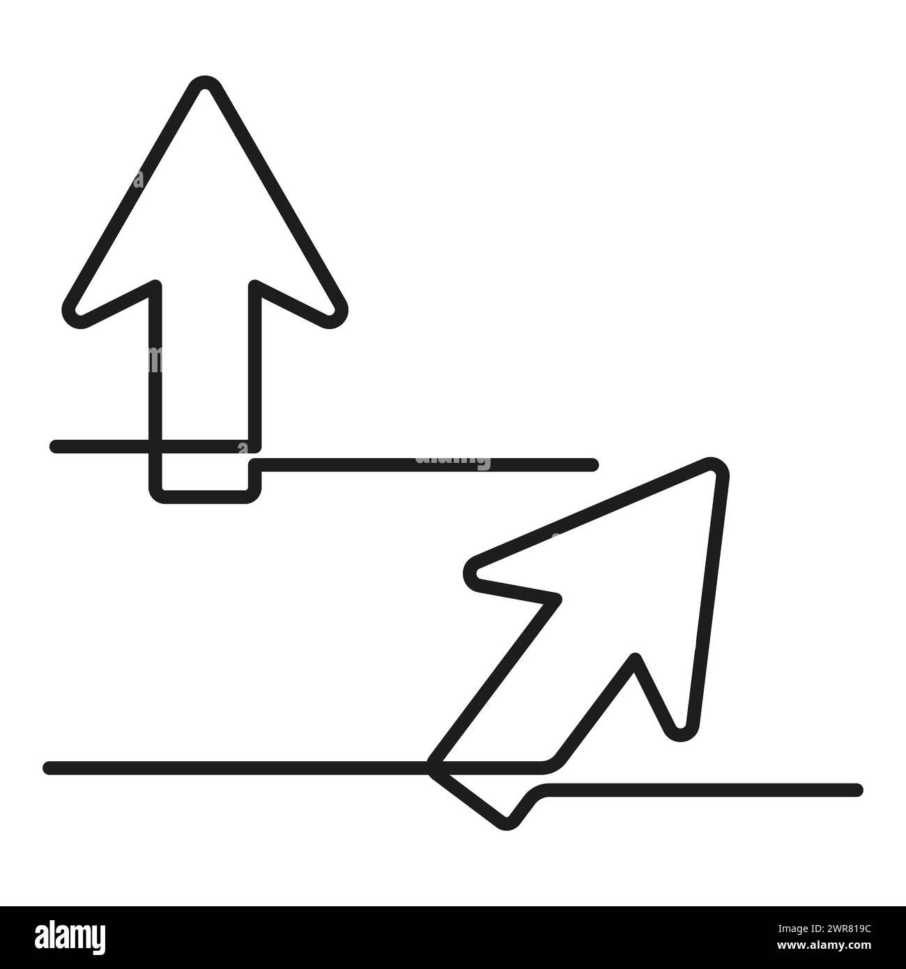 Cursor arrows design. Upward and diagonal direction. User interface symbol. Vector illustration ...