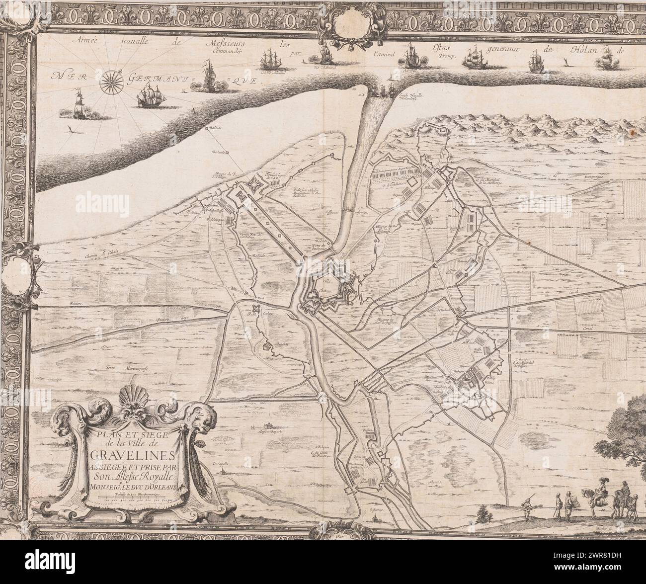 Map of the siege and conquest of Grevelingen, Plan et Siege de la Ville ...