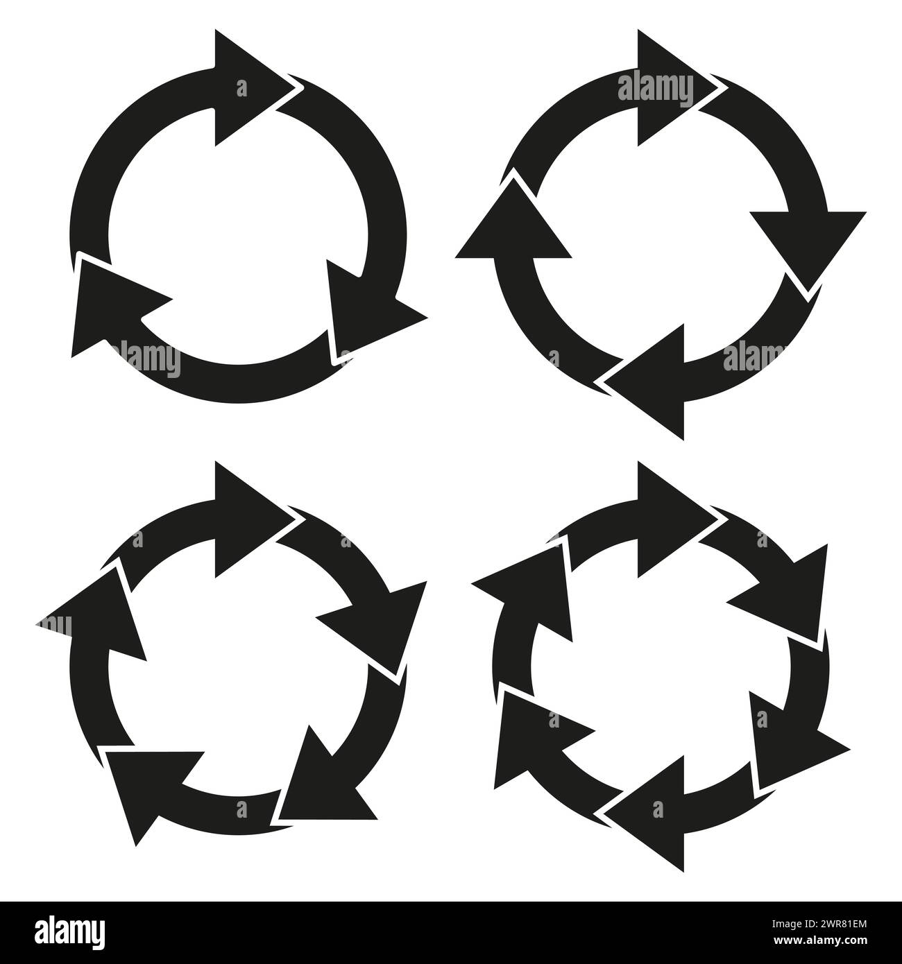 Arrows rotate endlessly. Circular recycling sign. Ecofriendly emblem. Vector illustration. EPS ...