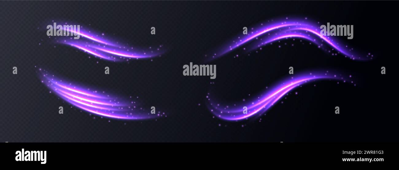Purple speed lines, light in motion, glowing light trails with sparkles ...
