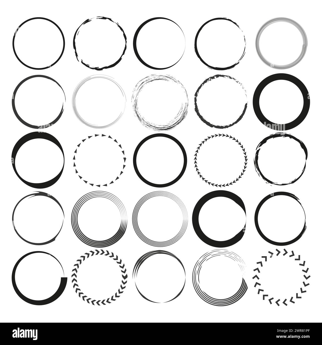 Icon circle frame set. Variety of round borders. Gallery display ...