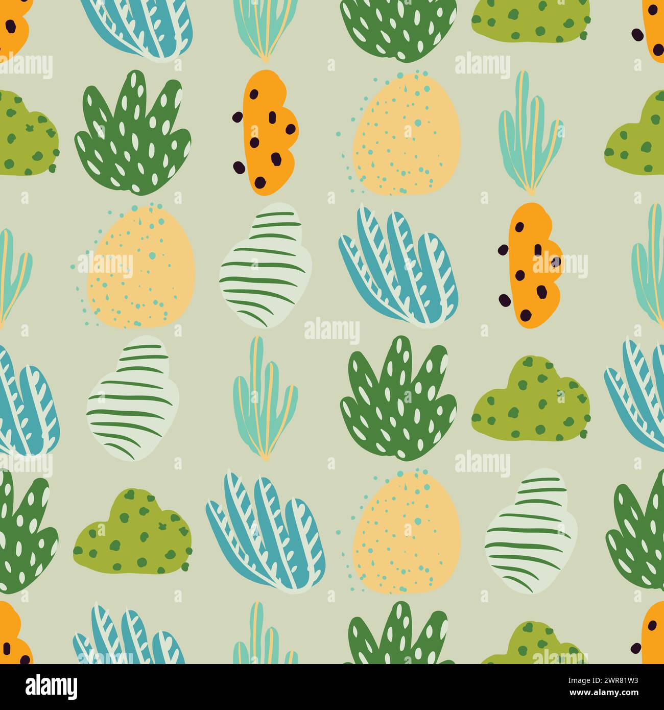 A seamless pattern of flat colorful corals. Vector print Stock Vector ...