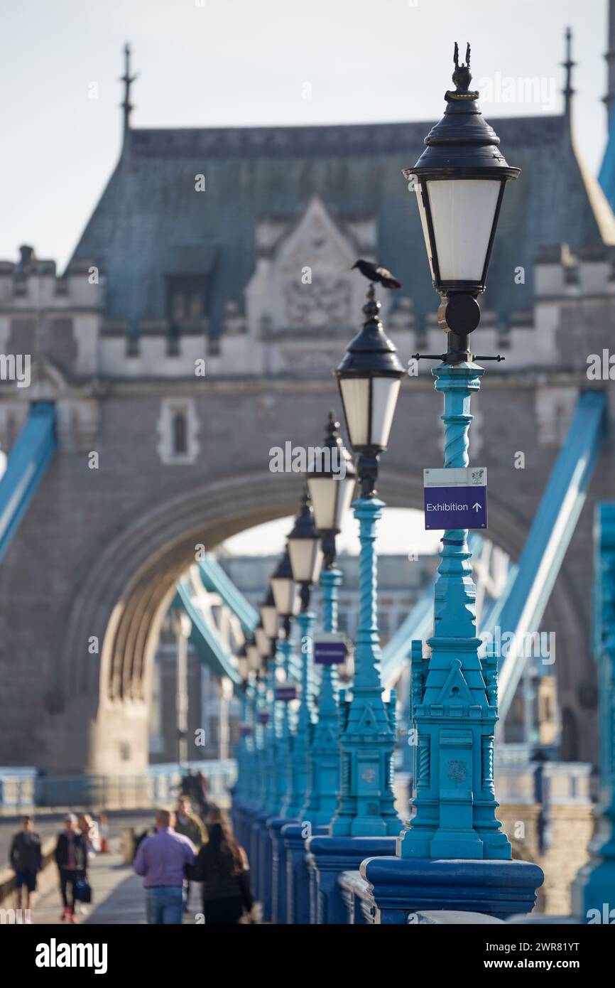 Row of trditional streetlights at Tower Bridge, London, UK Stock Photo ...