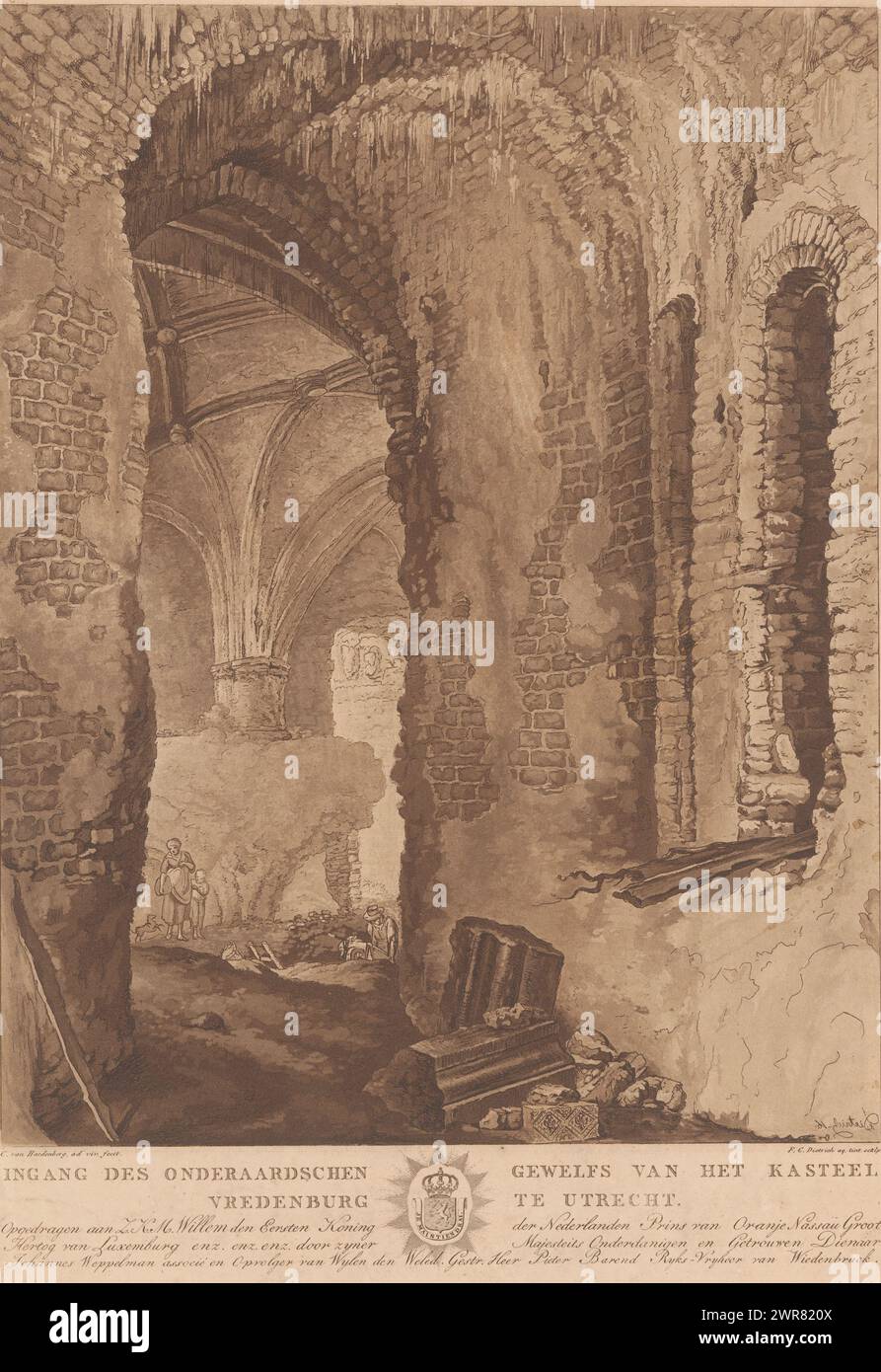 View of the subterranean vault of Vredenburg Castle in Utrecht ...