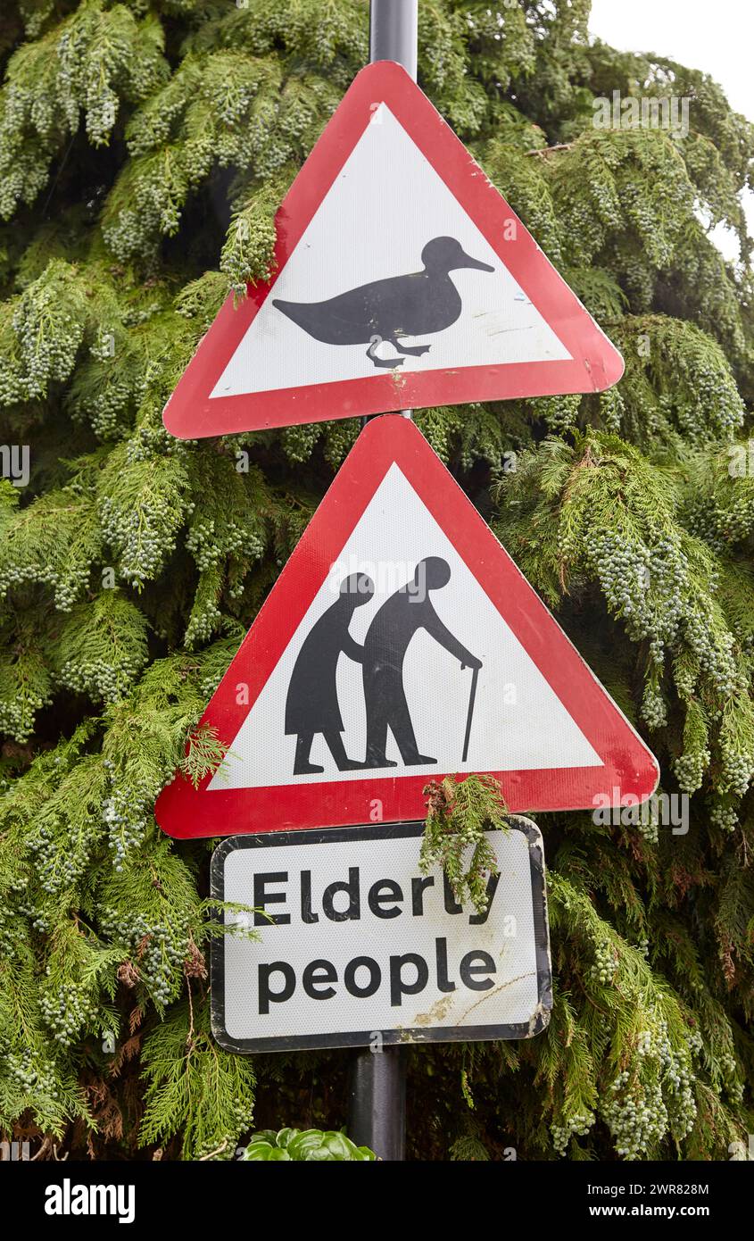 Elderly people warning road hi-res stock photography and images - Alamy