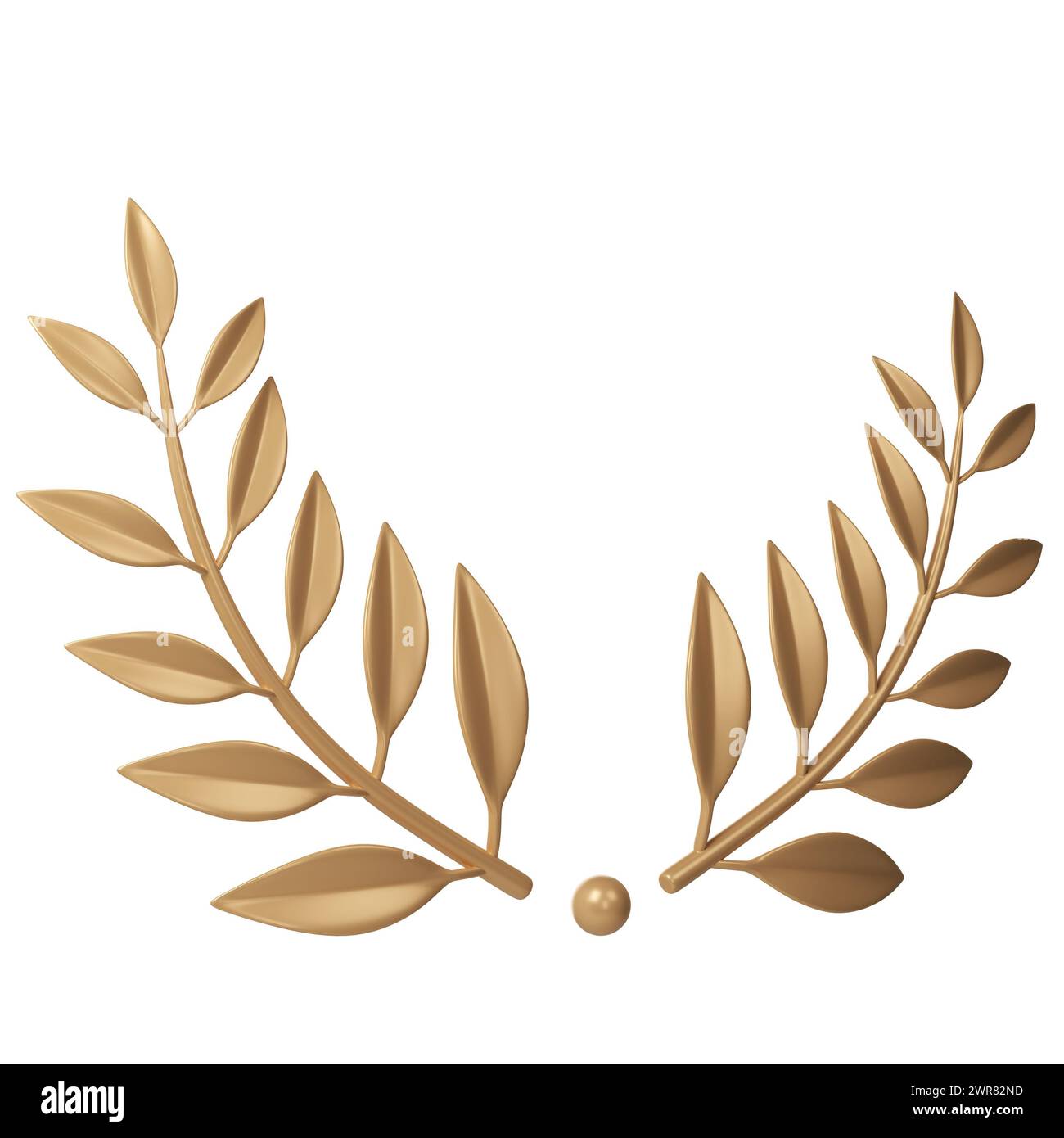 3d rendering golden laurel wreath. Trophy, award, champion victory ...