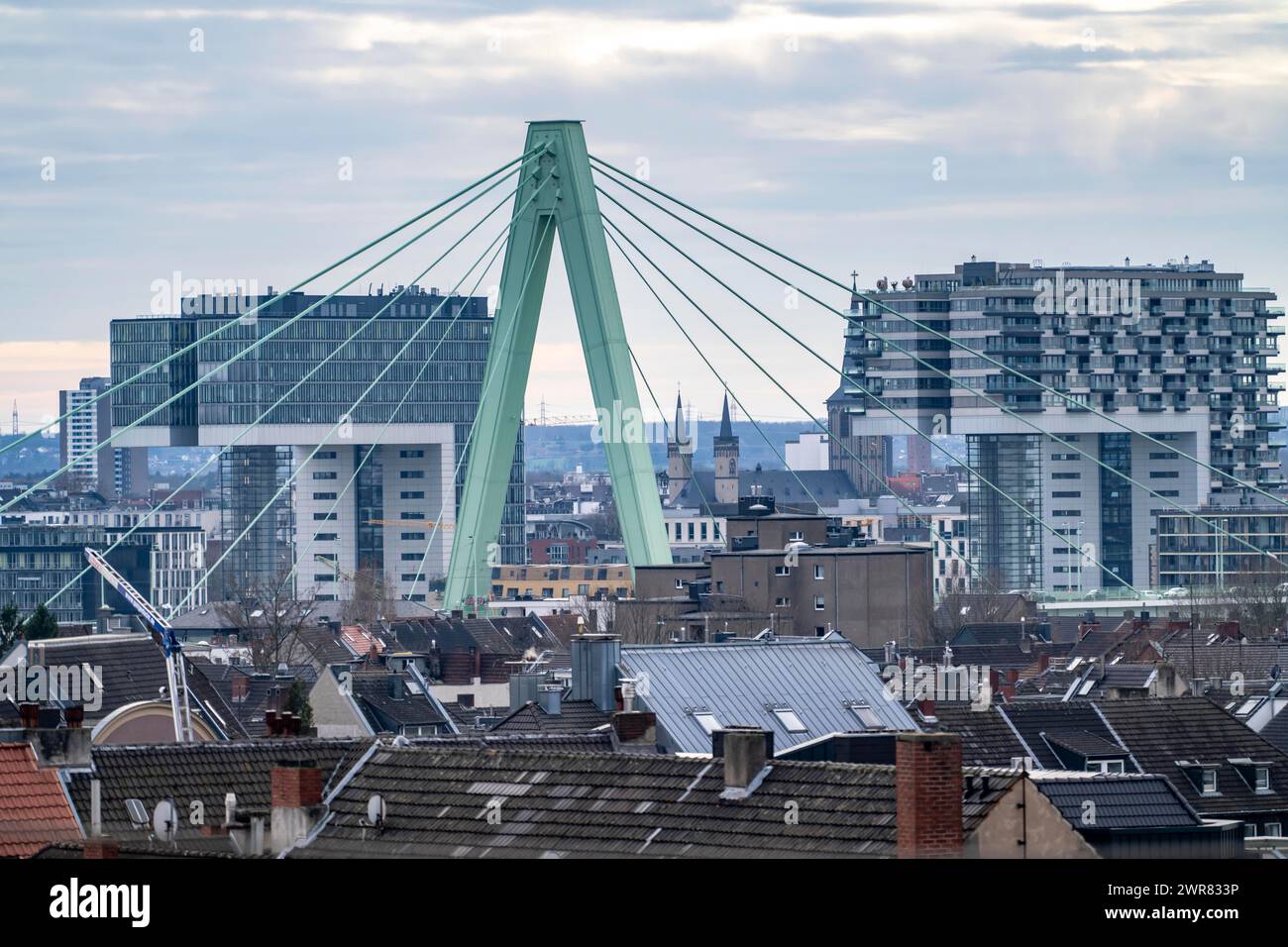 cologne, NRW, Germany, View over the city center of Cologne, pillars of ...
