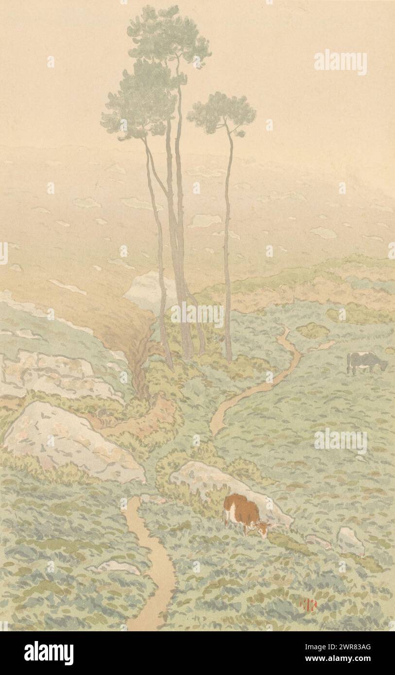 Breton landscape with cows in the mist, Matin de brume à Loguivy ...