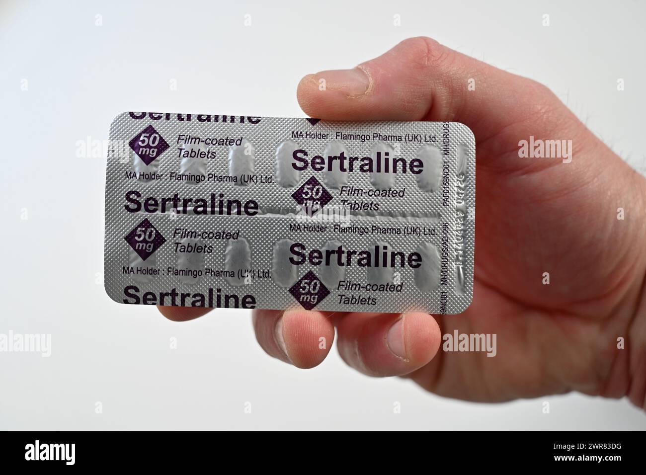 A packet of Sertraline tablets are pictured in Oxford, UK. March 2024 ...