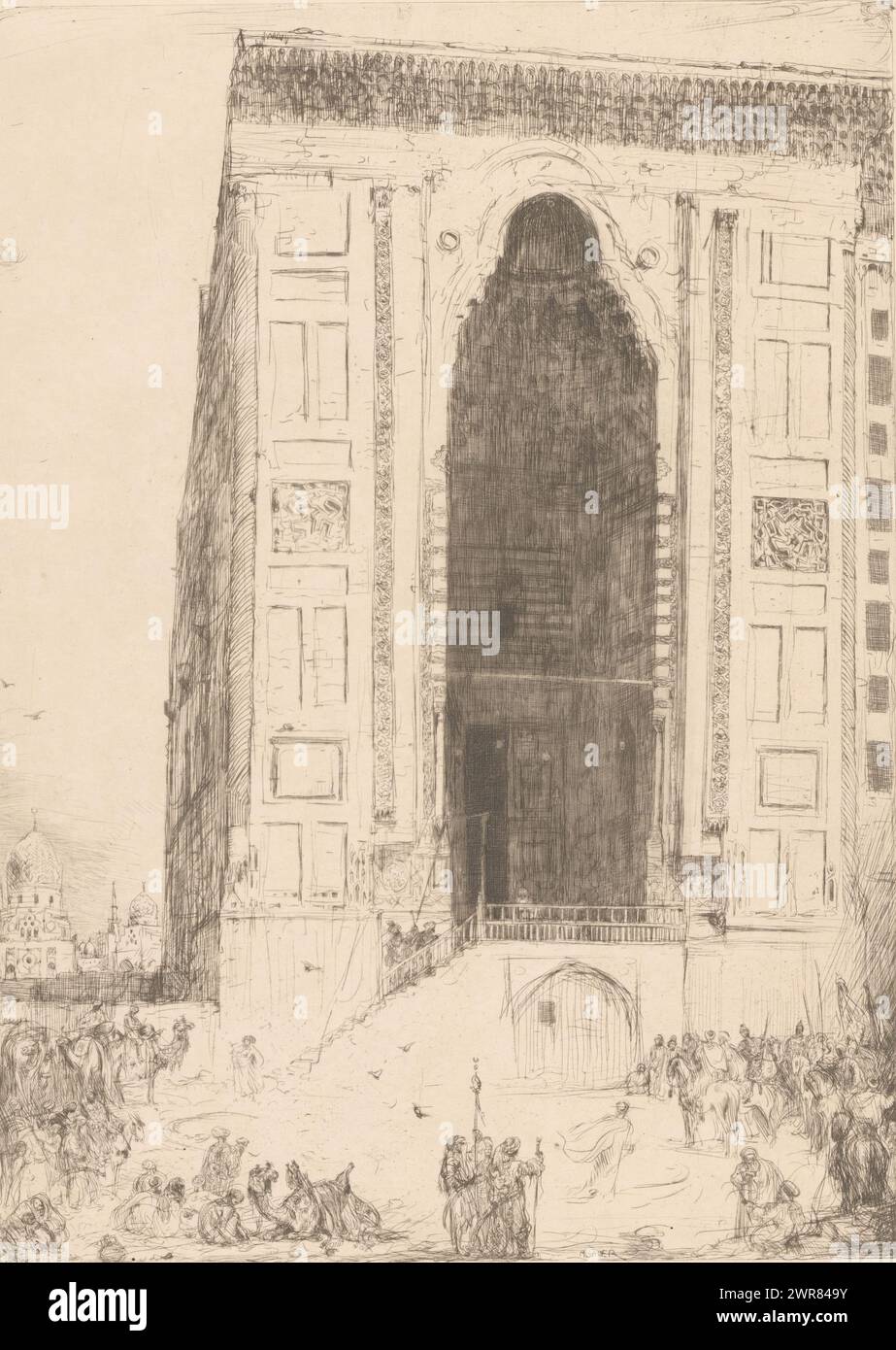 El Hassan Mosque in Cairo, print maker: Marius Bauer, (signed by artist ...