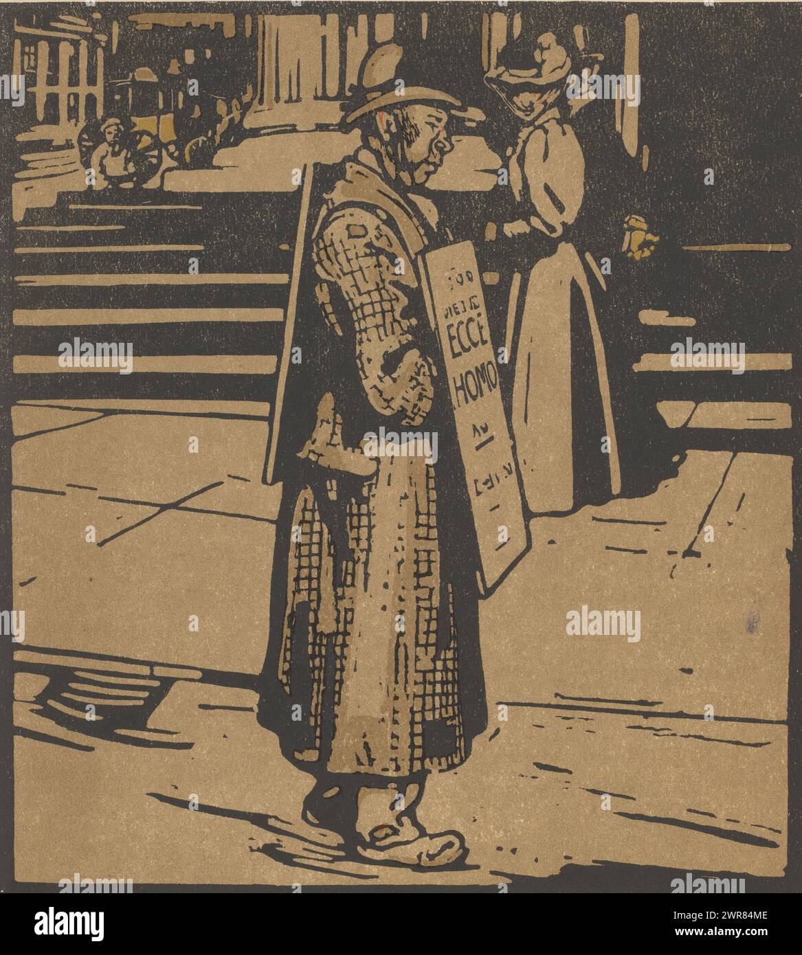 Man with sign saying 'Ecce Homo', Trafalgar Square, Print is part of a ...