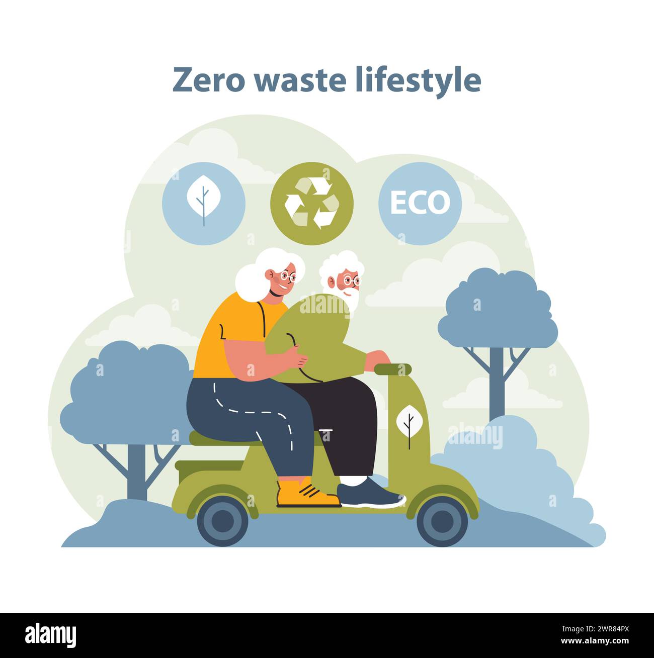 Zero Waste Lifestyle Vector Illustration. An illustration of senior ...