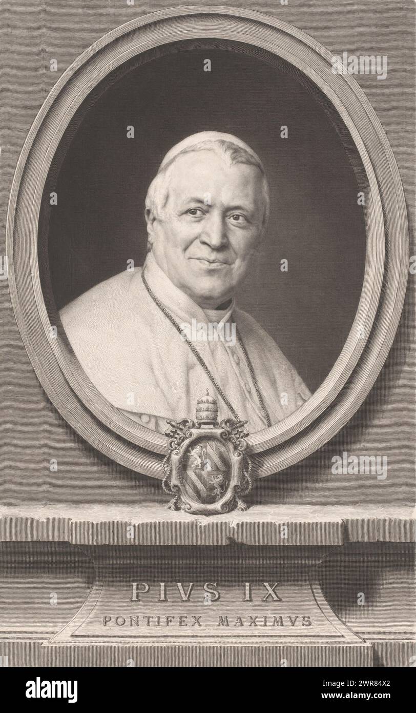 Portrait of Pius IX, print maker: Claude Ferdinand Gaillard, after ...