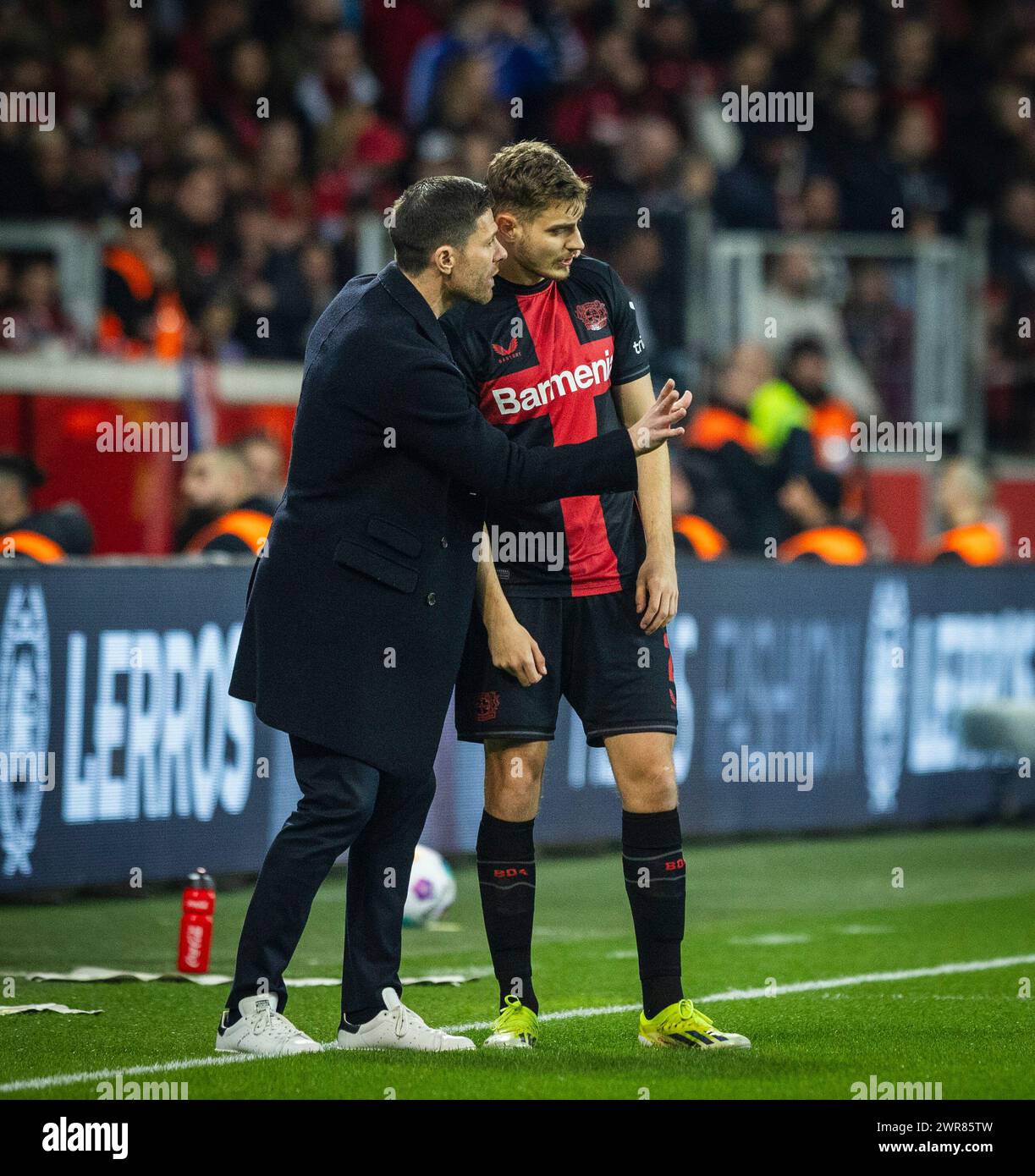 Leverkusen, Germany. 10th Mar 2024. Trainer Xabi Alonso (Leverkusen ...